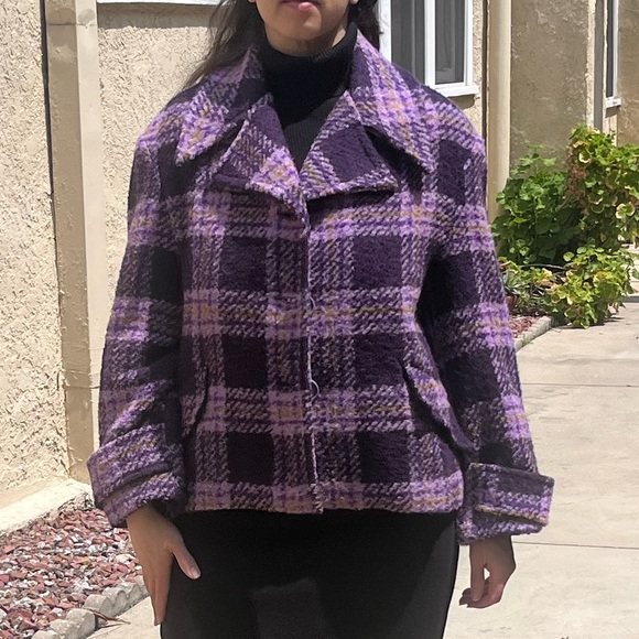 Jackets & Coats | Chep Italy Womens Wool Mix Purple And Yellow ...